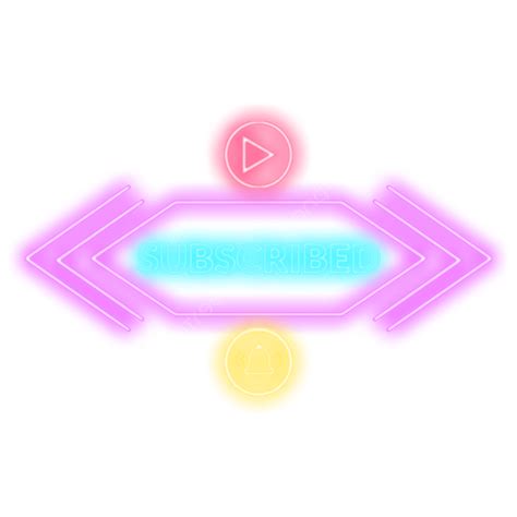 Neon Bright Glowing Subscribe Button Glowing Like Colorful Png