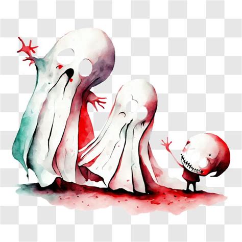 Download Ghostly Figures In An Abstract Composition Png Online