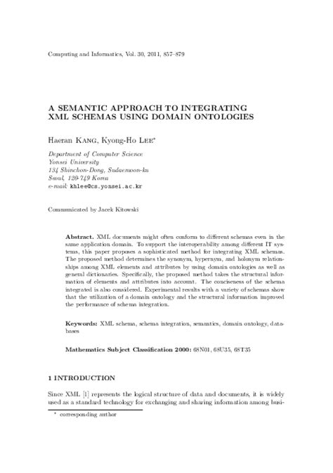 A Semantic Approach To Integrating Xml Schemas Using Domain Ontologies Computing And Informatics