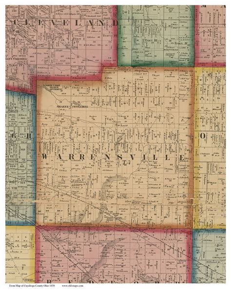 Warrenville Ohio 1858 Copy C Old Town Map Custom Print Cuyahoga