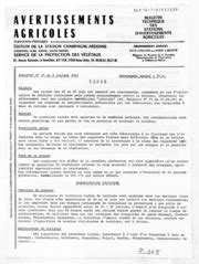 Avertissements Agricoles Toutes Cultures Champagne Ardenne 1981