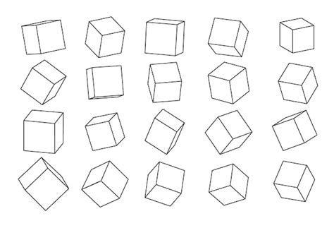 Premium Vector A Set Of Cube Icons With A Perspective 3d Cube Model