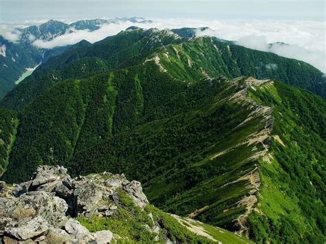 The Ridge Trail To Tsubakurodake Mt Tsubakuro As Seen From
