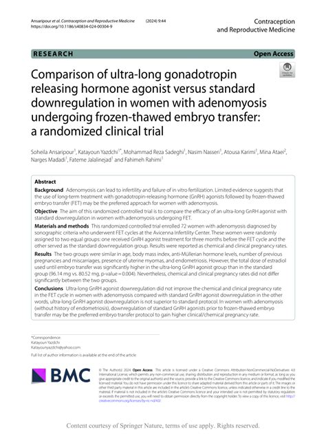 Pdf Comparison Of Ultra Long Gonadotropin Releasing Hormone Agonist Versus Standard