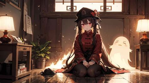 Hu Tao Sitting On The Fence Genshin Impact Live Wallpaper Moewalls The Best Porn Website
