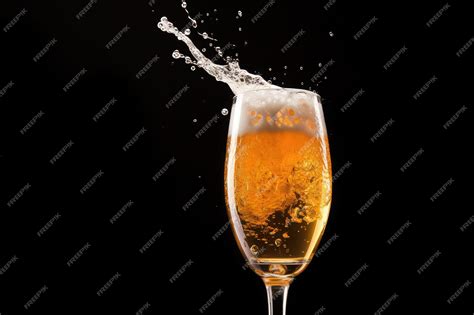 Premium Ai Image Glass Of Splashing Beer On Black Background