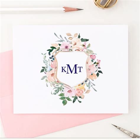 Personalized Stationary Cards With Monogram Monogrammed Etsy