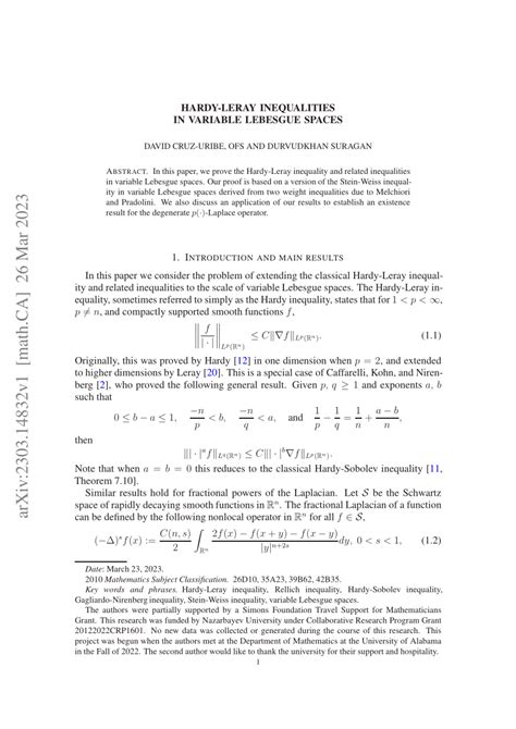 Pdf Hardy Leray Inequalities In Variable Lebesgue Spaces