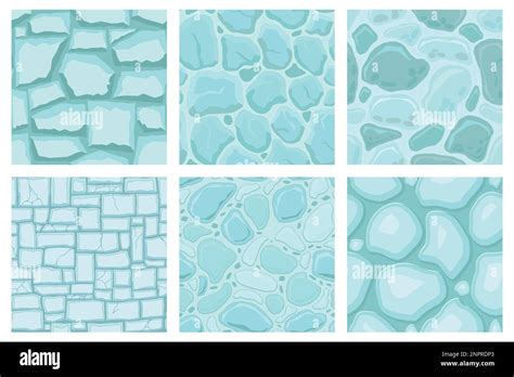 Cartoon Game Textures Ice Surface Seamless Patterns Game Assets Walls