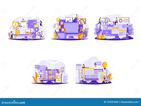 Website Design With The Concept Of Tiny People Stock Vector Illustration Of People