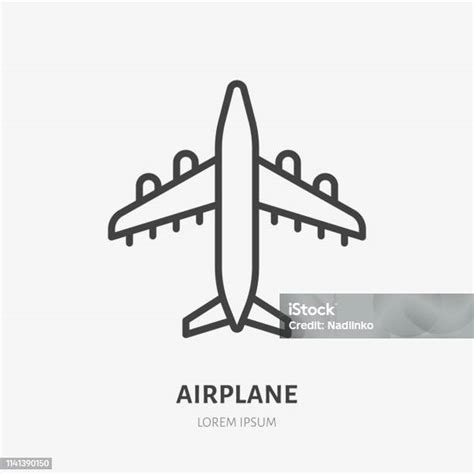 Icône De Ligne Plate Davion Illustration De Vecteur De Plan Signe Mince
