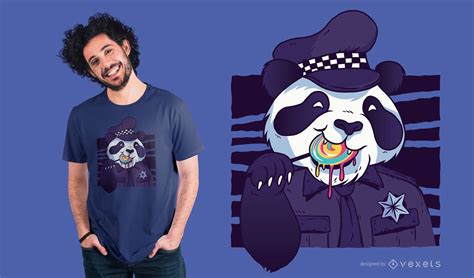 Descarga Vector De Diseño De Camiseta Policeman Panda
