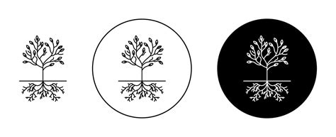 Tree With Roots And Leaves Icon Set Root Leaf And Vector Image