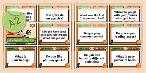 A2 Key Ket Speaking Part 1 Cards Hobbies And Leisure