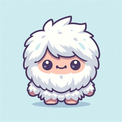 Cute Chibi Kawaii Cartoon Character With A Fluffy White Fur Yeti