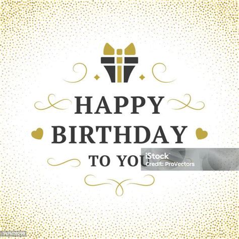 생일 축하합니다 블랙 선물 상자 빈티지 인사말 카드 인쇄 템플릿 벡터 플랫 금색에 대한 스톡 벡터 아트 및 기타 이미지 금색