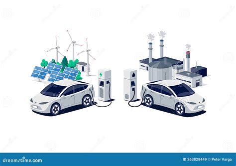 Electric Versus Gasoline Car Comparison With Renewables And Fossil