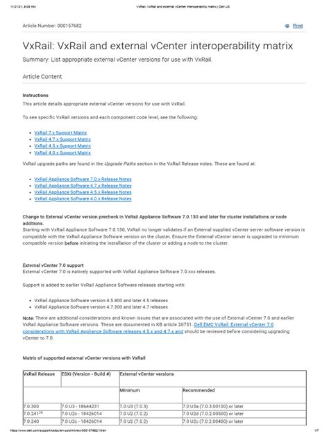 Vxrail Vxrail And External Vcenter Interoperability Matrix Dell Us