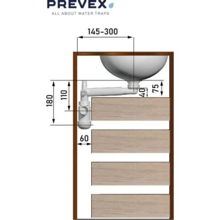 PREVEX Preloc Universal Platzspar Siphon für Badwaschbecken aus recyceltem Kunststoff