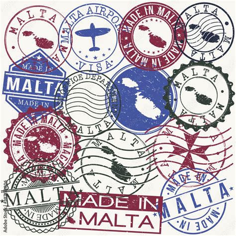 Malta Set Of Stamps Travel Passport Stamp Made In Product Design