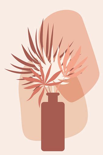 꽃병 무늬 배경에 식물 디자인 보육 벽 장식을위한 보호 미니멀 한 꽃병 일러스트 티셔츠 프린트 상점 전단지 현대 포스터 등 고풍