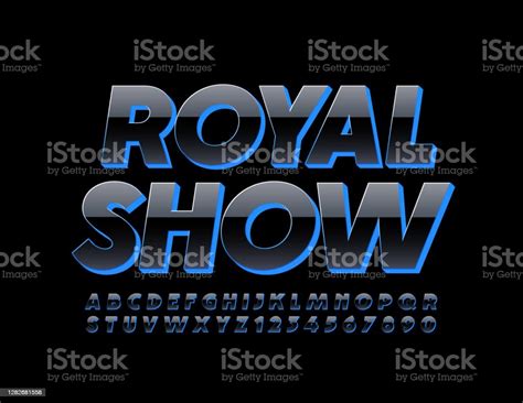 벡터 럭셔리 포스터 로얄 쇼 3d 블랙과 블루 알파벳 문자와 숫자 영화에 대한 스톡 벡터 아트 및 기타 이미지 영화 조직된 단체 0명 Istock