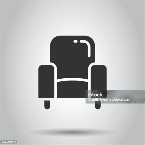 플랫 스타일의 시네마 의자 아이콘 흰색 고립 된 배경에 안락 의자 벡터 그림 극장 좌석 비즈니스 개념 가구에 대한 스톡 벡터