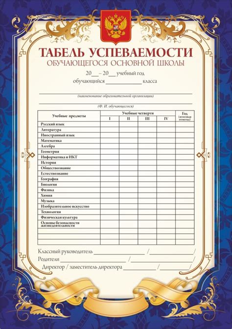Табели успеваемости учащегося редактируемые шаблоны в формате Word