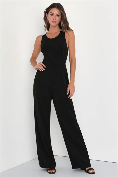Black Jumpsuit Sleeveless Jumpsuit Straight Leg Jumpsuit Lulus