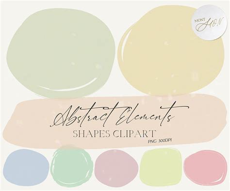 Pastel Abstract Clipart Set Pastel Colorcircle Shape25 Png Files