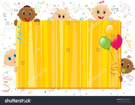 Vector Illustration Yellow Babies Frame Objects Stock Vector Royalty