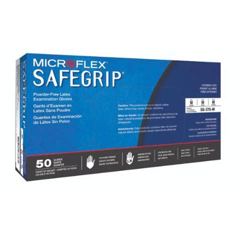 Microflex Safegrip Sg375 Medium Textured Blue Latex Gloves
