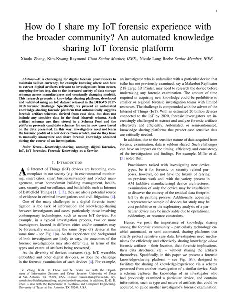 Pdf How Do I Share My Iot Forensic Experience With The Broader Community An Automated