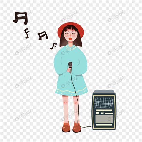 音乐节唱歌少女元素素材下载 正版素材401340779 摄图网