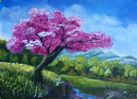 Arte original de la pintura acrílica del paisaje de verano Etsy