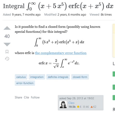 Cleo Integrals In The Math StackExchange