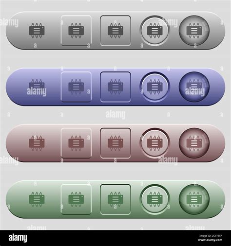 Hardware Options Icons On Rounded Horizontal Menu Bars In Different