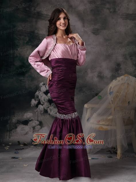 Custom Made Dark Purple Mermaid Spaghetti Straps Evening Dress Taffeta