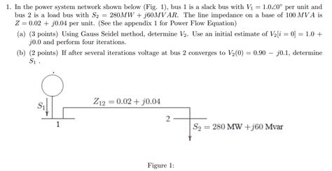 solved 1 in the power system network shown below fig 1