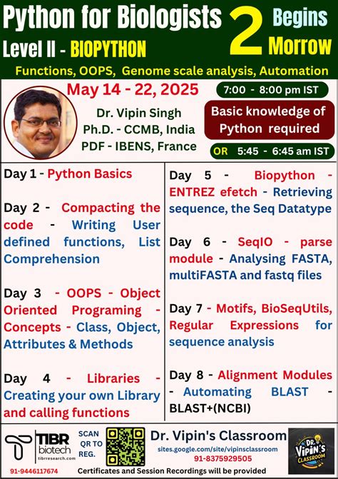 Learn Python And Biopython For Genome Scale Analysis Dr Vipin Singh