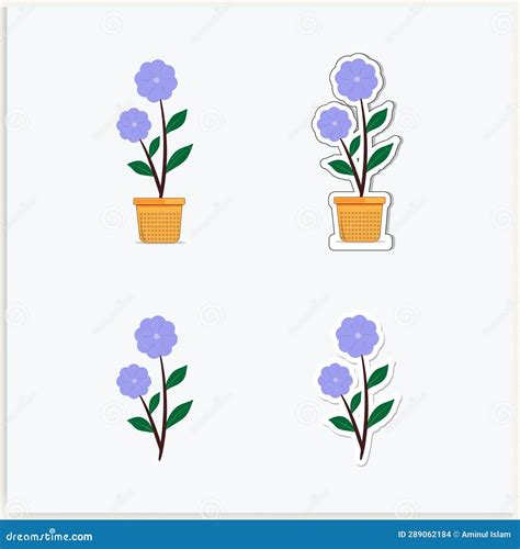 Doodle Inspired Floral Flowers Cartoon Sticker Sketch Vector