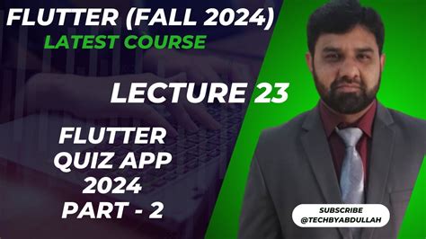 Flutter In Urdu 2024 Quiz App Complete Part 2 Techbyabdullah