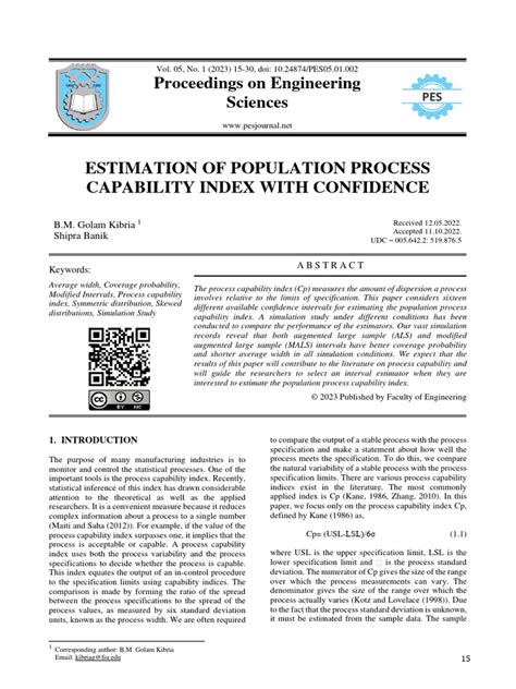 Estimation Of Population Process Capabil Pdf Confidence Interval