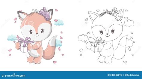 Clipart Fox Multicolored And Black And White Cute Clip Art Fox With A