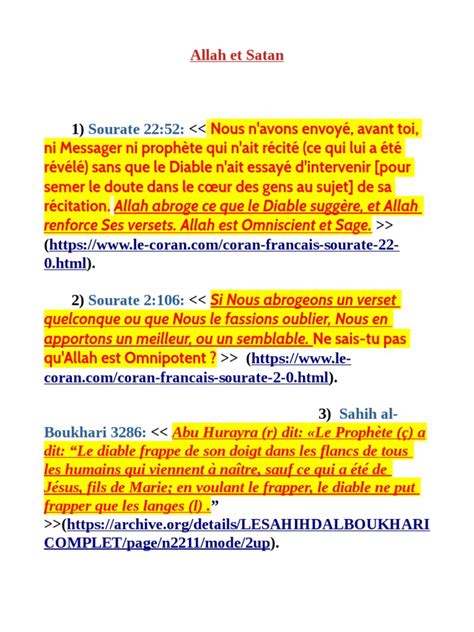 Allah Et Satan Pdf Diable Allah