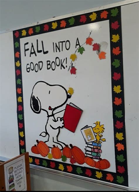 Fall Into A Good Book Snoopy In 2025 Snoopy Classroom Elementary