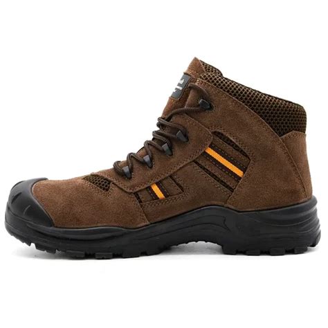 Brown Suede Leather Composite Toe Anti Puncture 18kv Insulation Safety