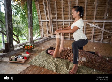 Traditional Balinese Massage Amongst Rice Paddy Backdrop In Ubud Bali