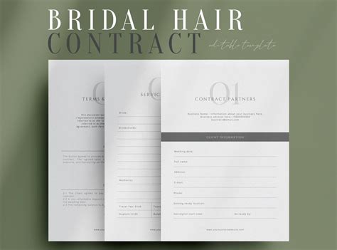 Bridal Hair Contract Template Wedding Bridal Party Salon Services