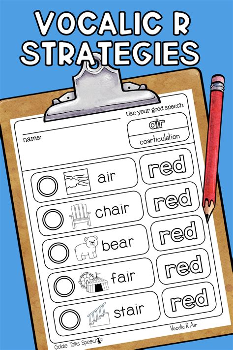 Vocalic R Sentences And Coarticulation Activities Speech Therapy Homework